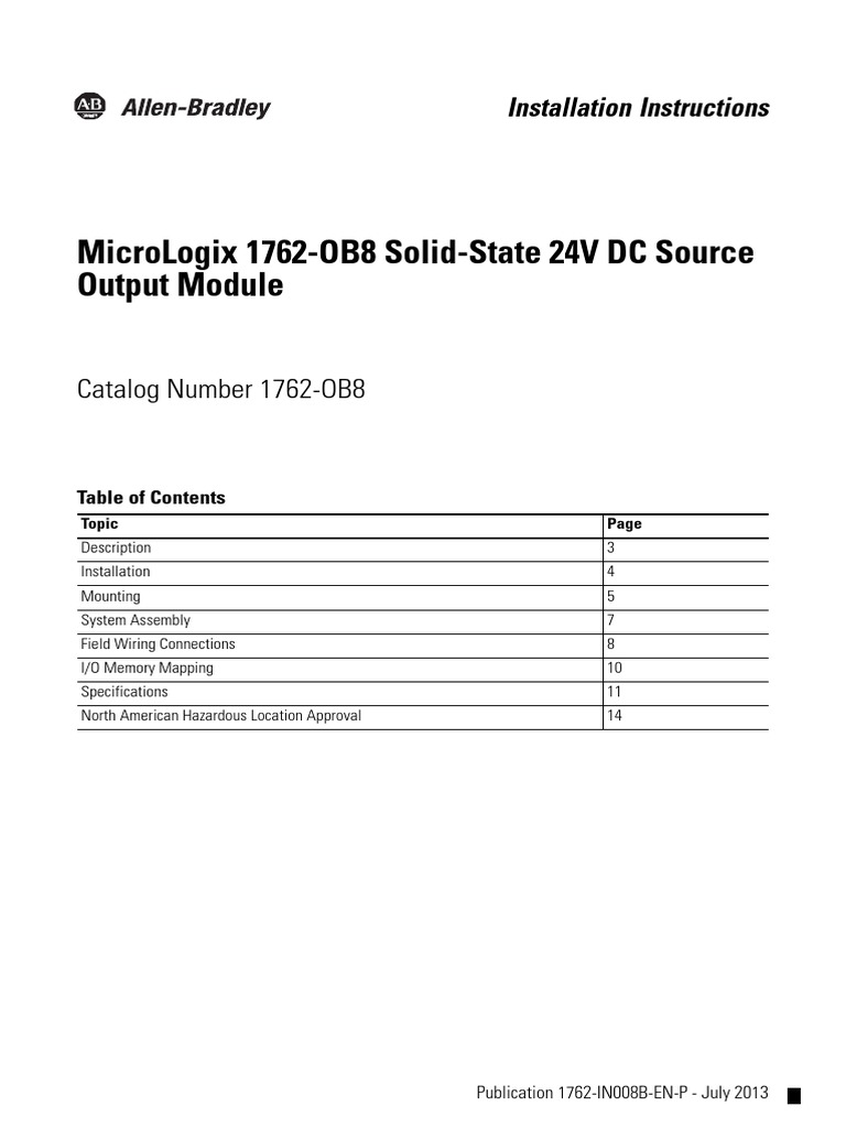 1762 Ob8 PDF | PDF | Electrical Connector | Programmable Logic Controller
