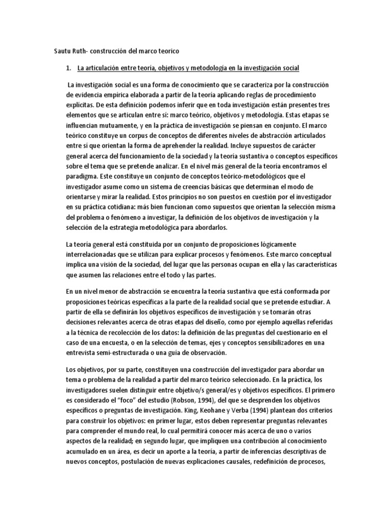 Sautu Ruth - Resumen Marco Teorico | PDF | Paradigma | Teoría