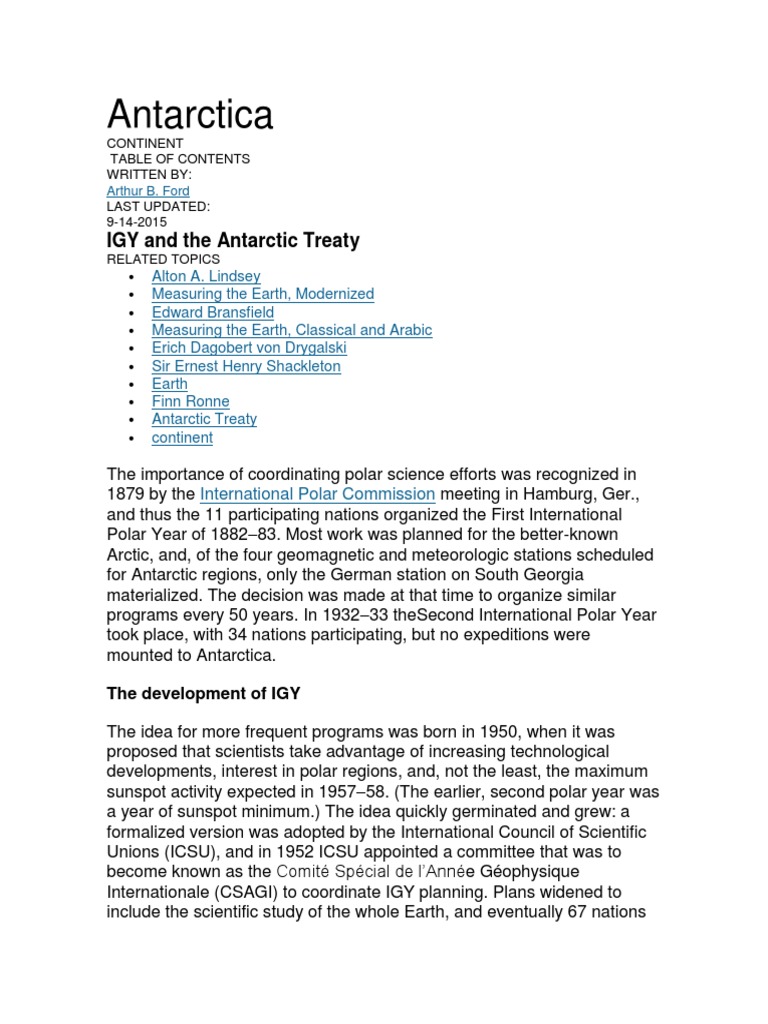 Antarctica: IGY and The Antarctic Treaty | Download Free PDF ...