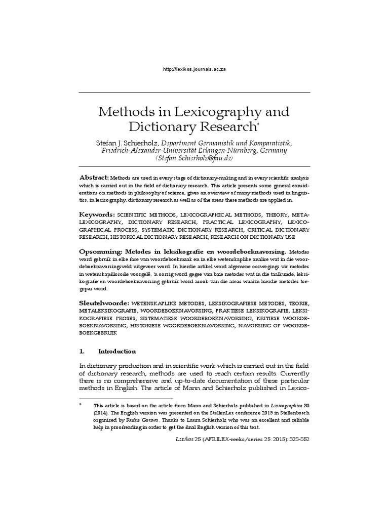 Methods of Lexicography | PDF | Lexicography | Linguistics