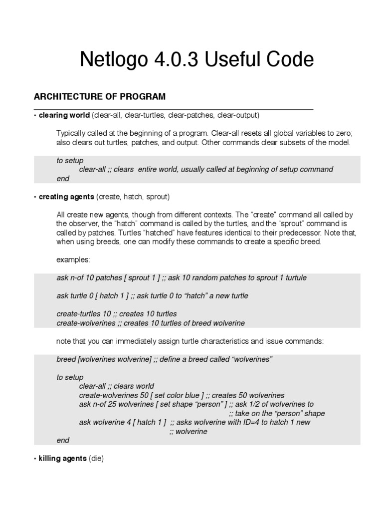 Netlogo Useful Code | PDF | Mean | Teaching Mathematics