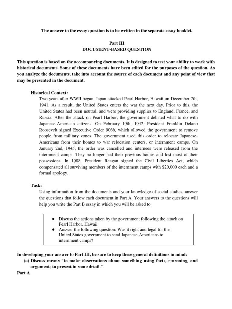 DBQ Japanese American Internment Final | PDF | Internment Of Japanese ...