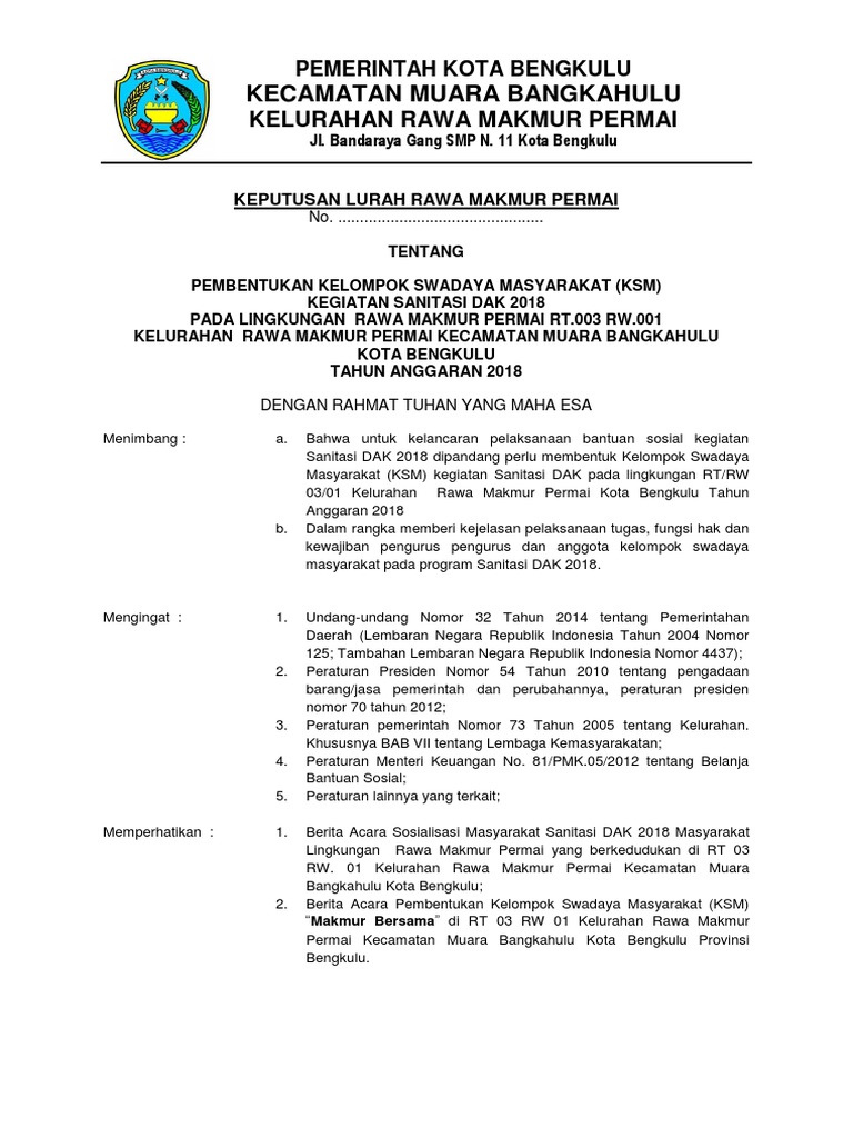 SK KSM Rawa Makmur Permai | PDF