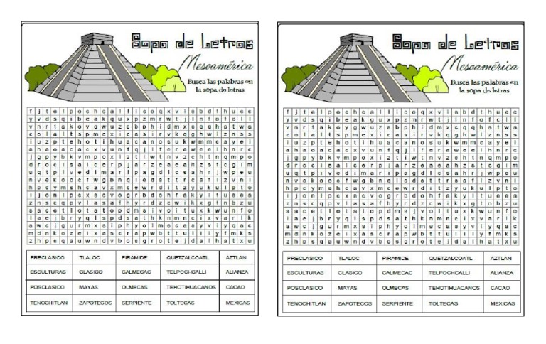 Sopa de Letras Mesoamerica | PDF