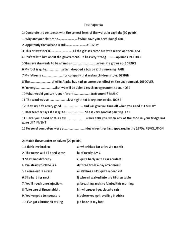 Test Paper 9A Mai | PDF | Nature