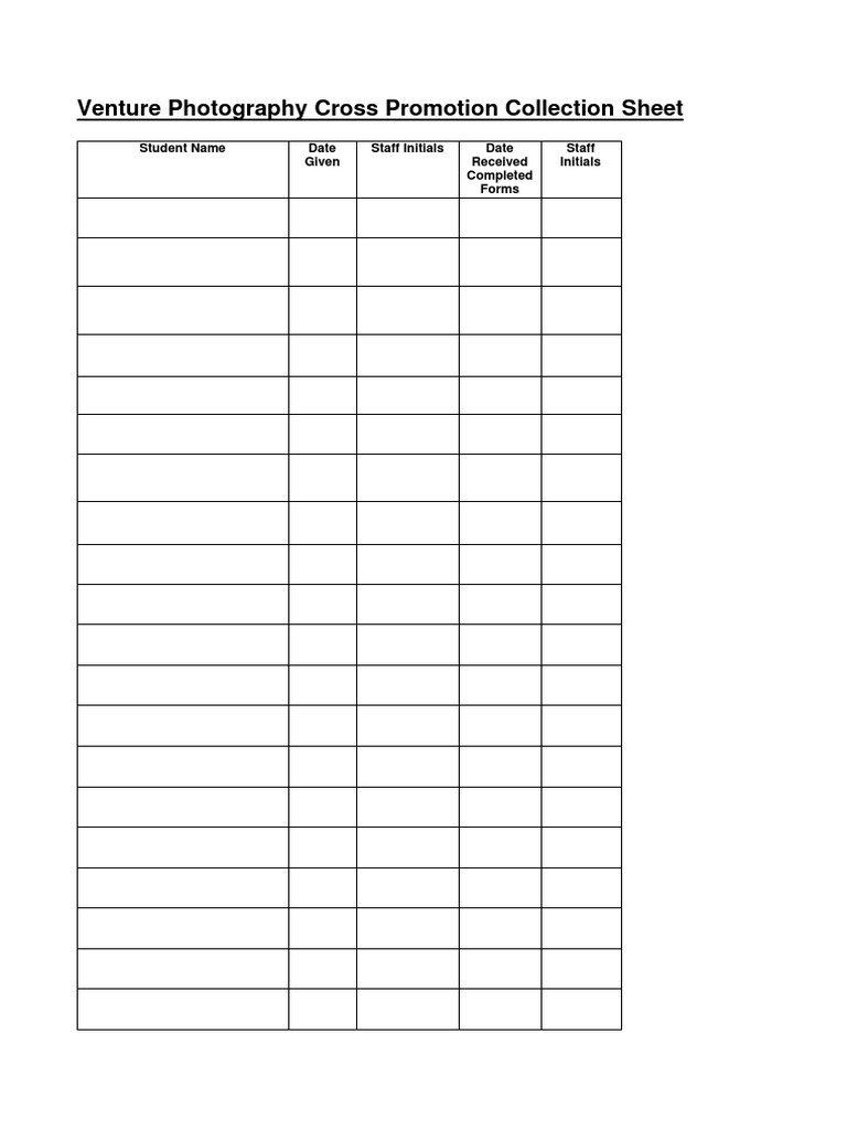 Back To School Collection Sheet | PDF