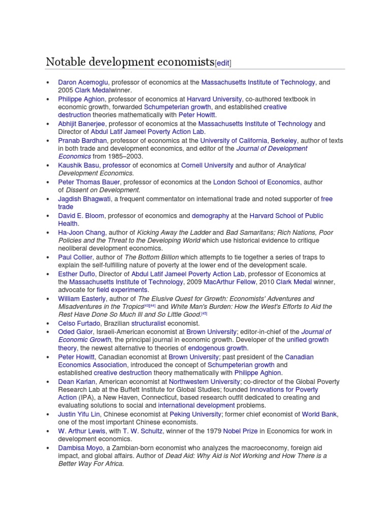 Notable Development Economists | PDF | Development Economics ...