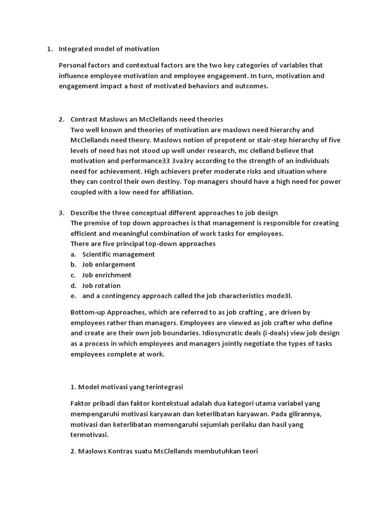 Integrated Model of Motivation | PDF