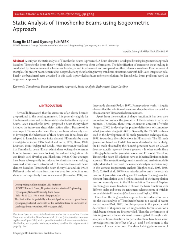 Static Analysis of Timoshenko Beams Using Isogeometric Approach | PDF ...