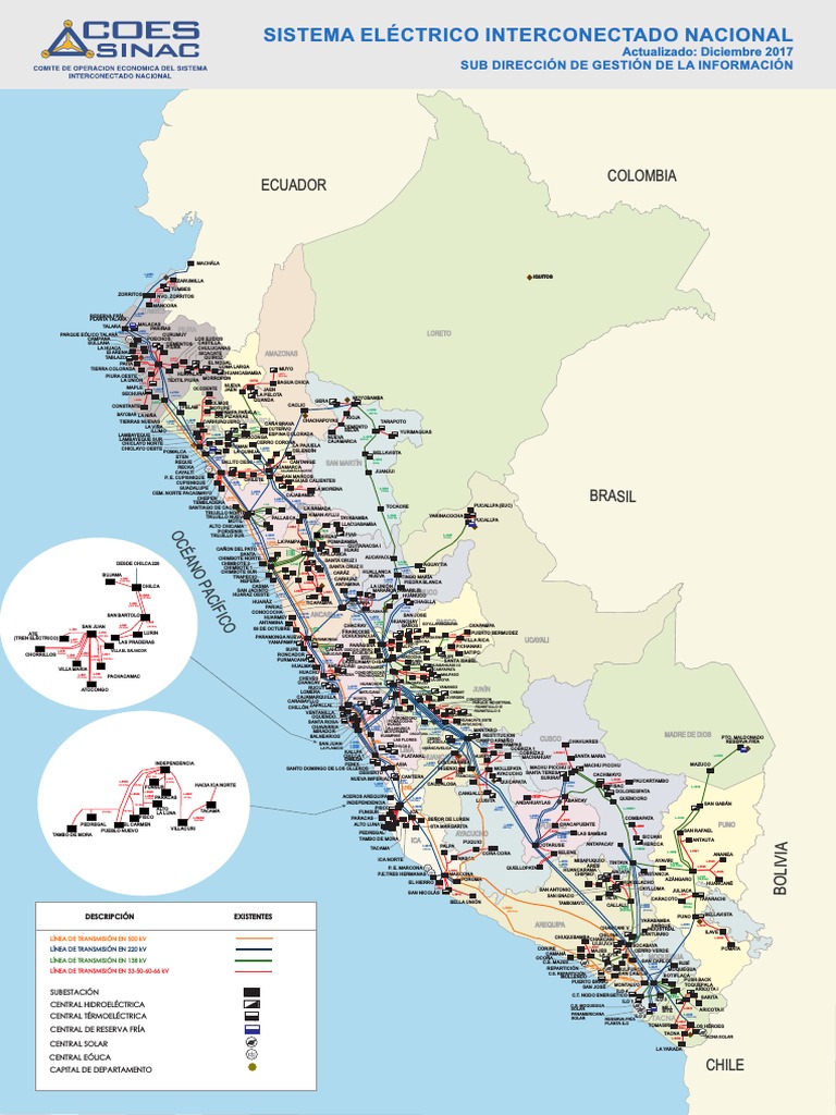 Mapa del Sistema Eléctrico Interconectado Nacional de Colombia y ...