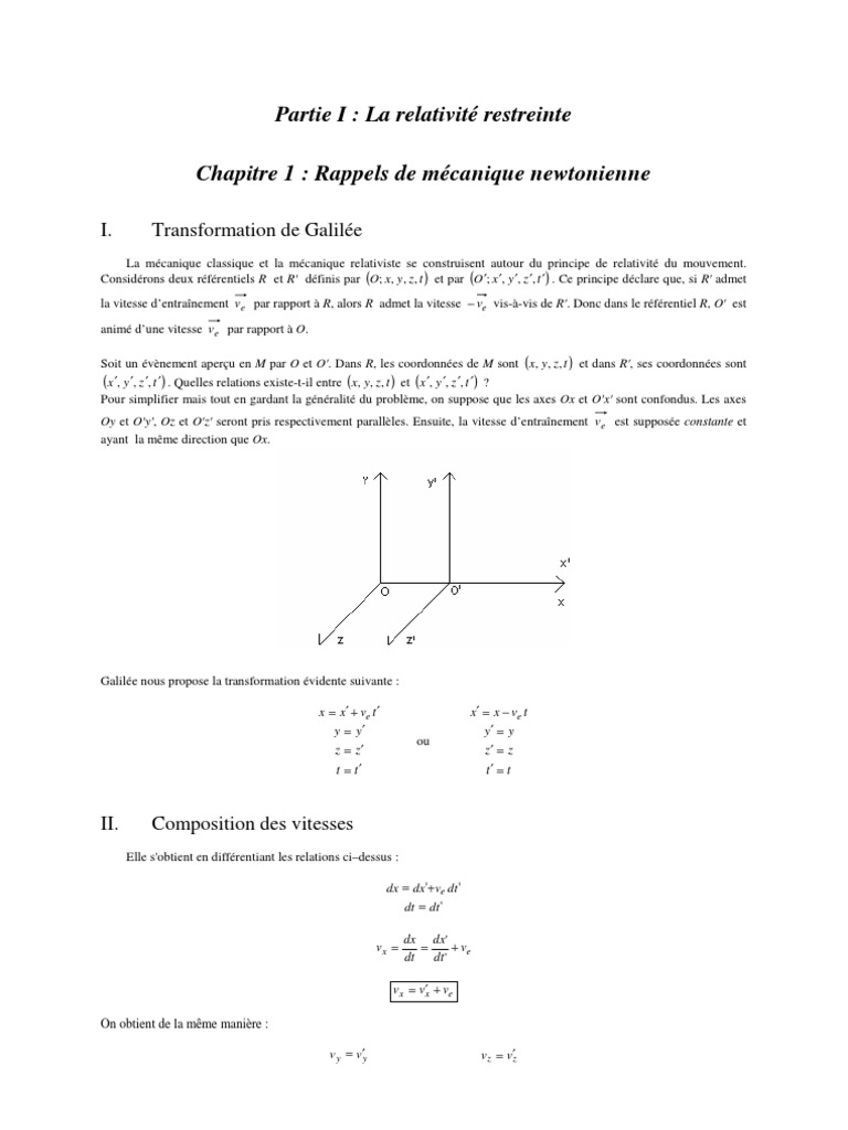 Bases de la relativité restreinte | PDF | Relativité restreinte | Vitesse