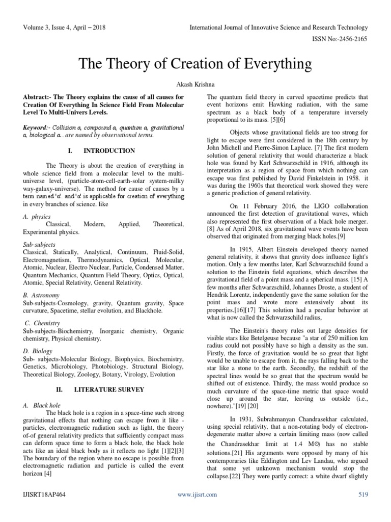The Theory of Creation of Everything | PDF | Black Hole | General ...