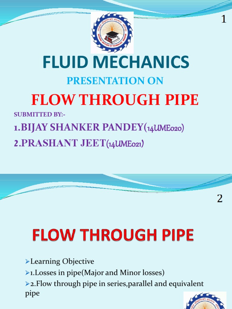 Fluid Mechanics: Flow Through Pipe | PDF | Fluid Dynamics | Friction