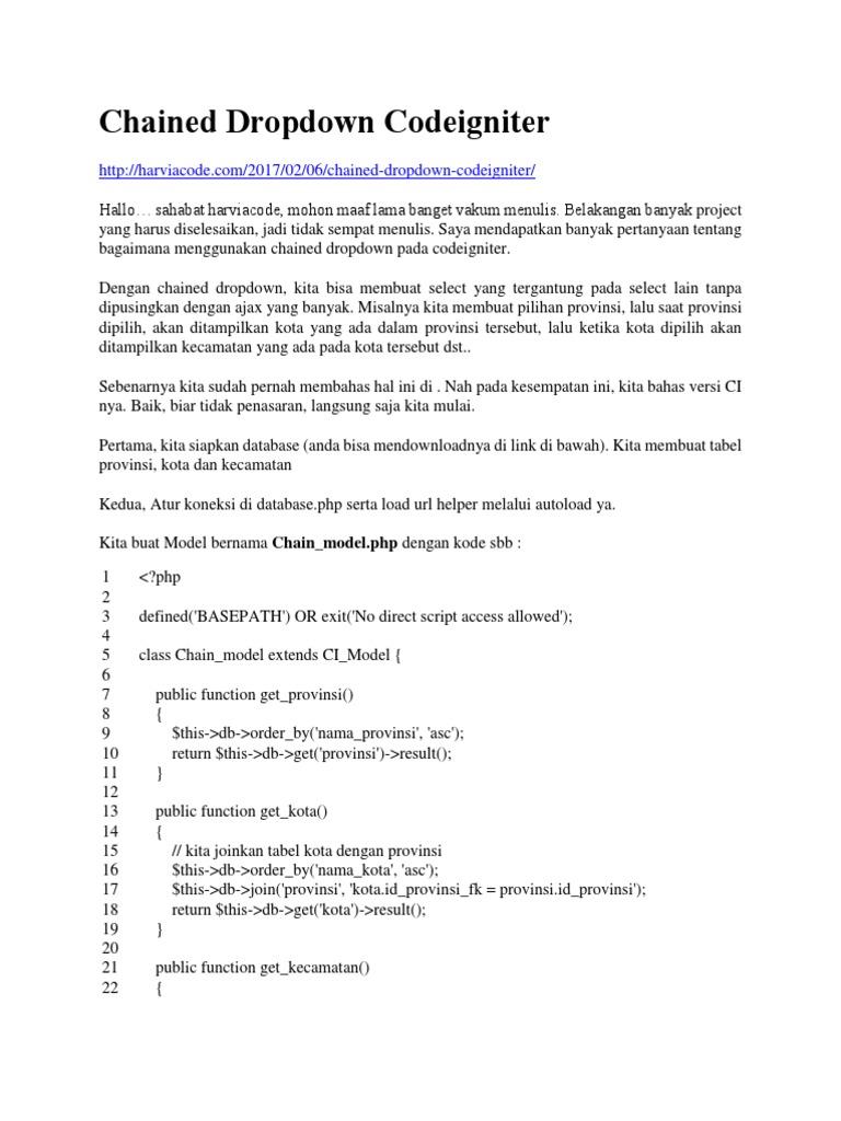 Chained Dropdown Codeigniter | PDF