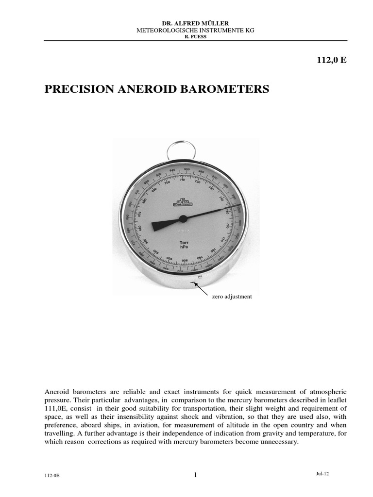 Barometers | PDF | Pressure Measurement | Applied And Interdisciplinary ...