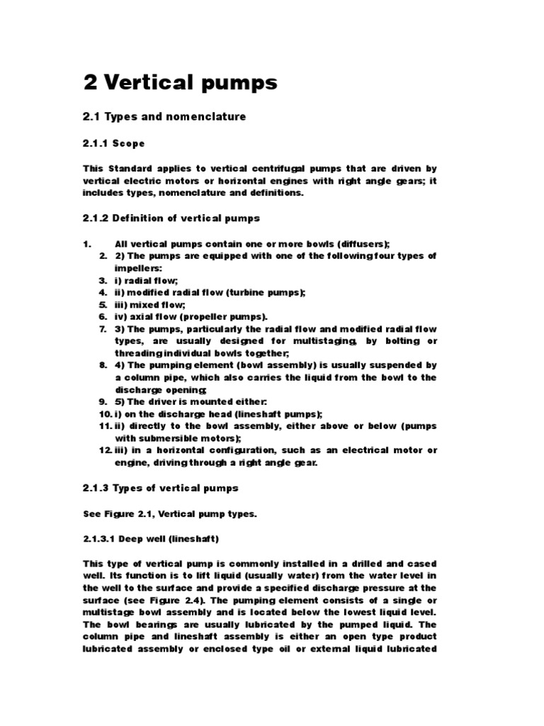 2 Vertical Pumps: 2.1 Types and Nomenclature | PDF | Pump | Fluid Mechanics