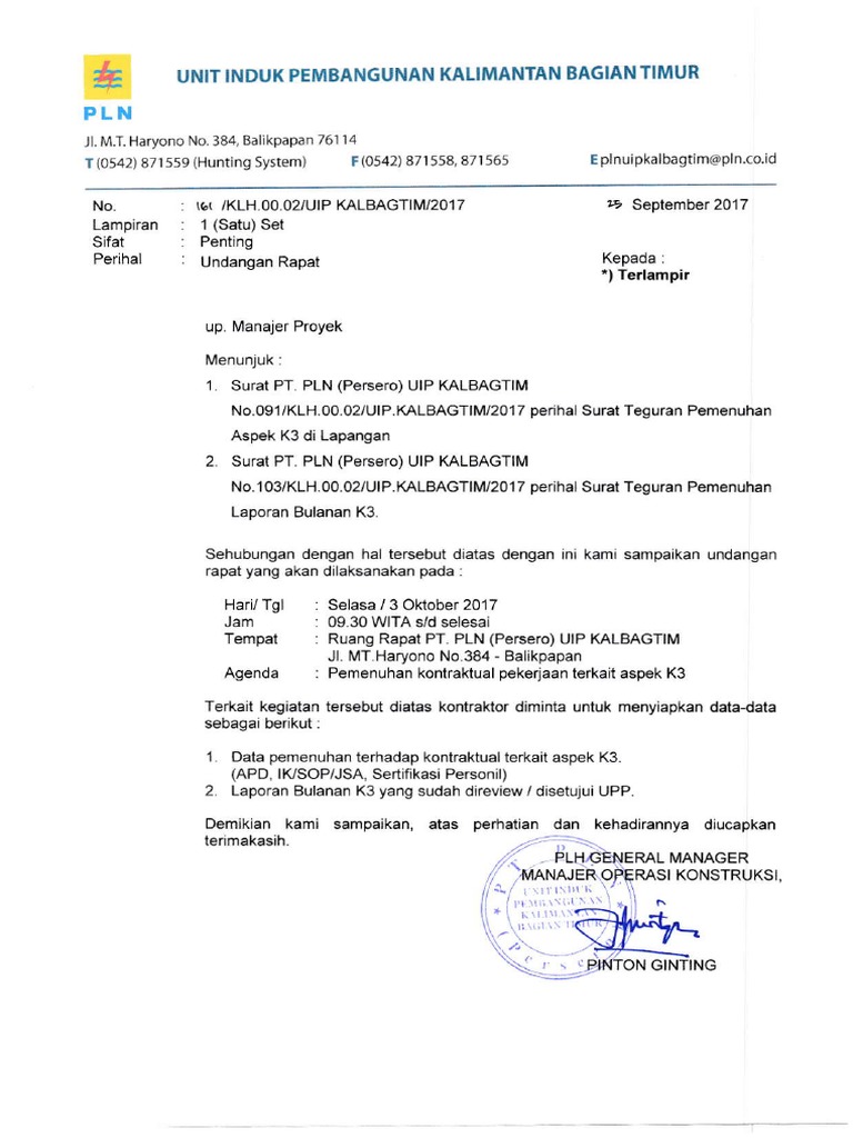 Undangan Rapat k3 PDF | PDF