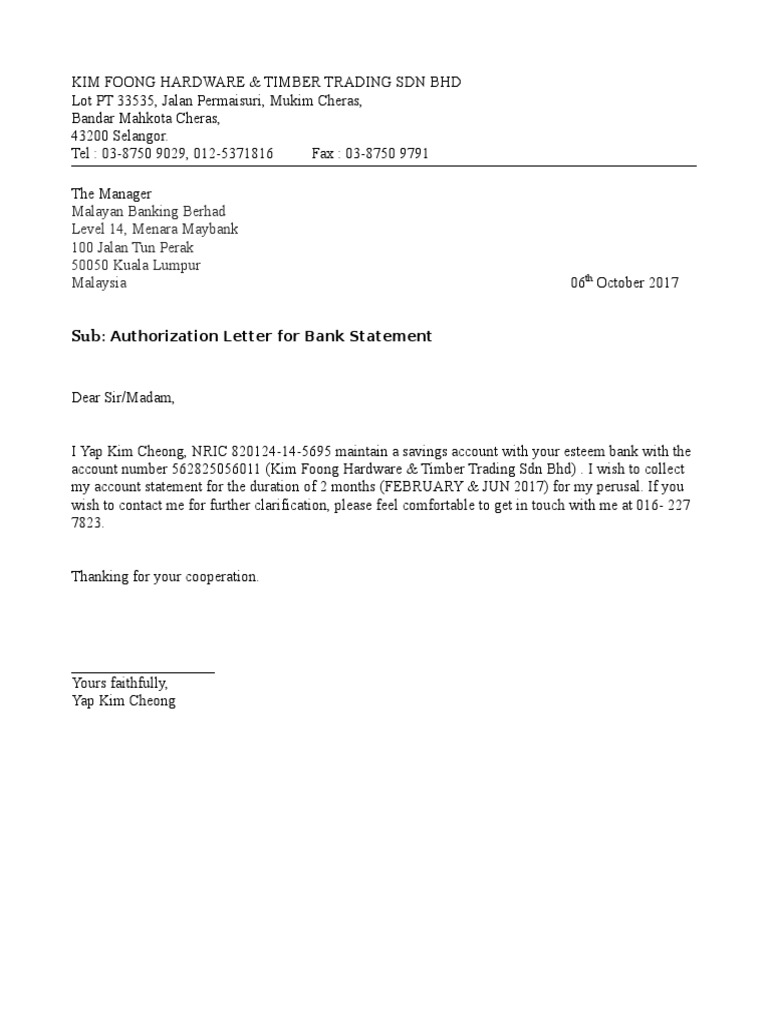 Letter Request Bank Statement - Odt | PDF | Career & Growth