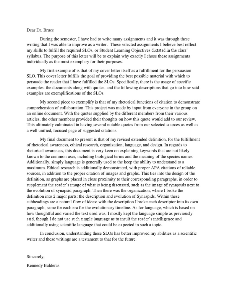 Cover Letter | PDF | Citation | Goal