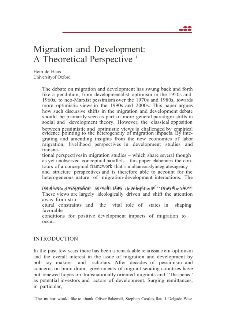 De Haas-Migration & Amp Development | PDF | Human Migration ...