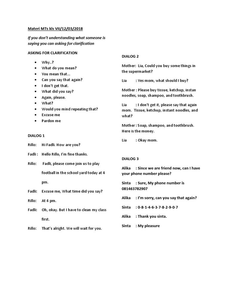 Asking For Clarification | PDF