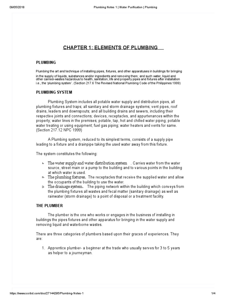 Plumbing Notes 1 - Water Purification - Plumbing | PDF | Plumbing ...