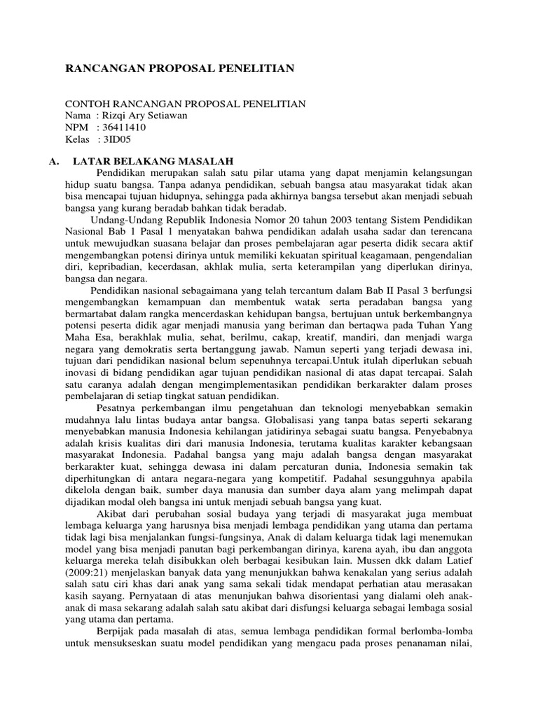Rancangan Proposal Penelitian | PDF