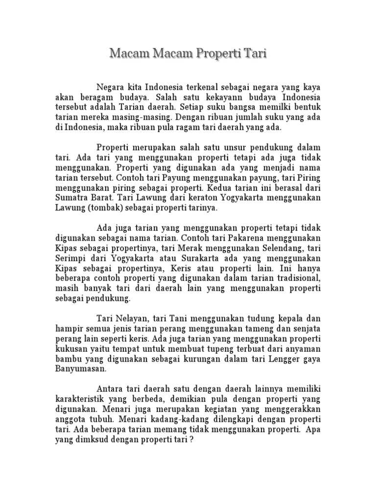 Macam Macam Properti Tari | PDF