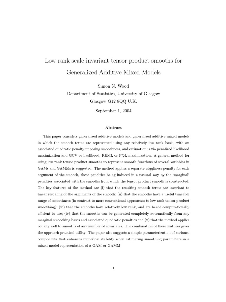 Generalized Additive Mixed Models (WOOD) | PDF | Eigenvalues And ...