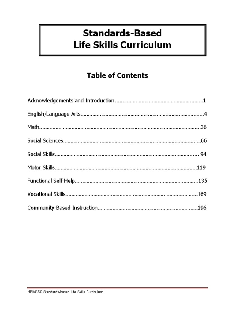 Standards Based Life Skills Curriculum | PDF | Educational Assessment ...