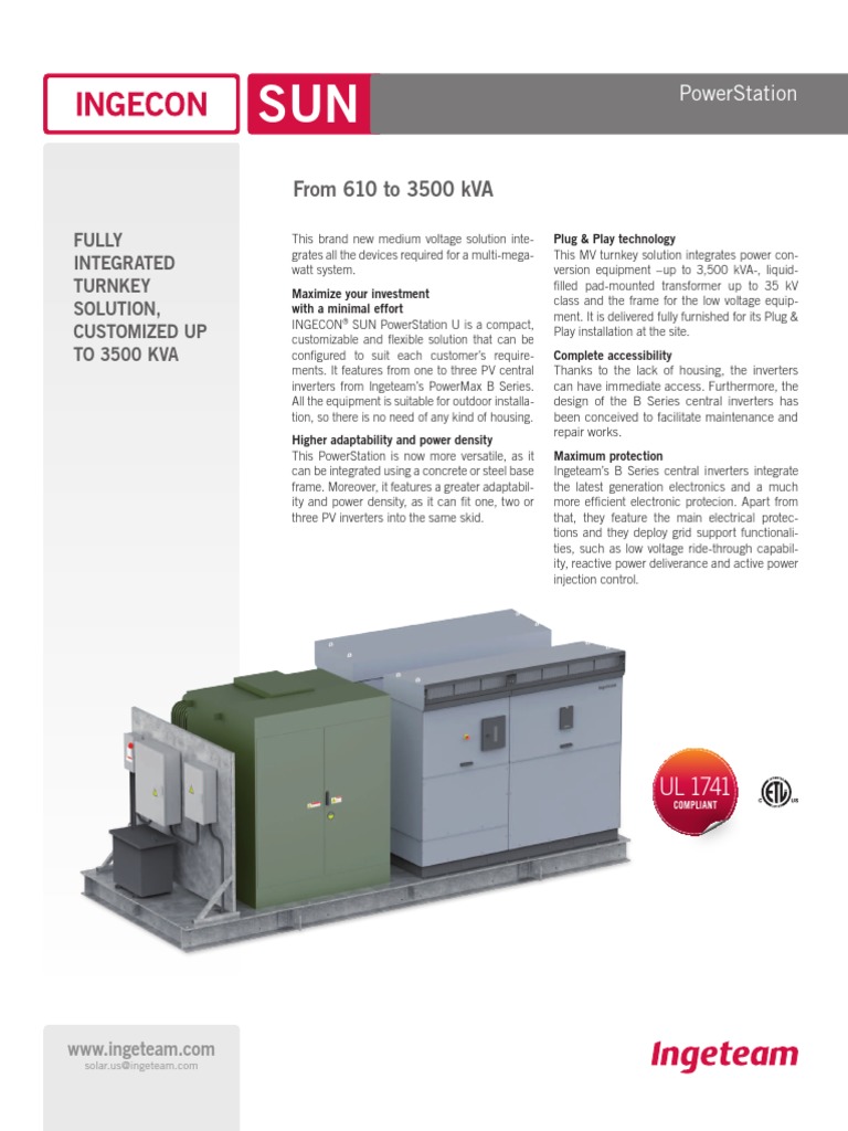 Ingecon Sun Powerstation Skid 1000v | Power Inverter | Electrical Grid