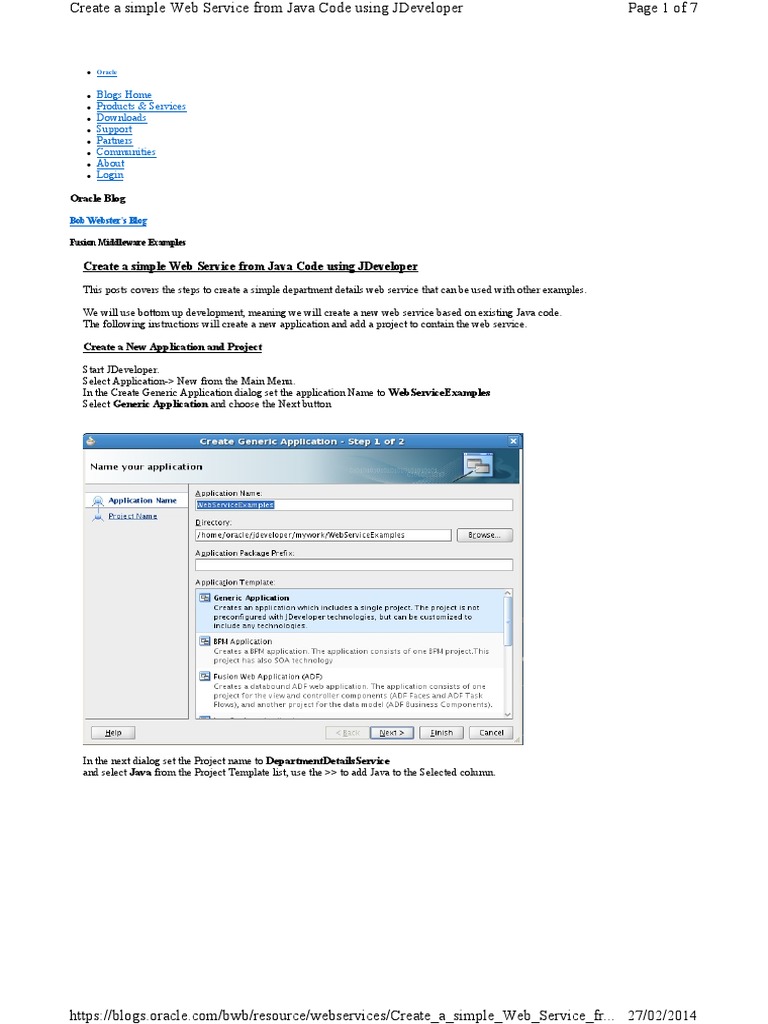 Create A Simple Web Service From Java Code Using Jdeveloper Pdf Java Programming Language
