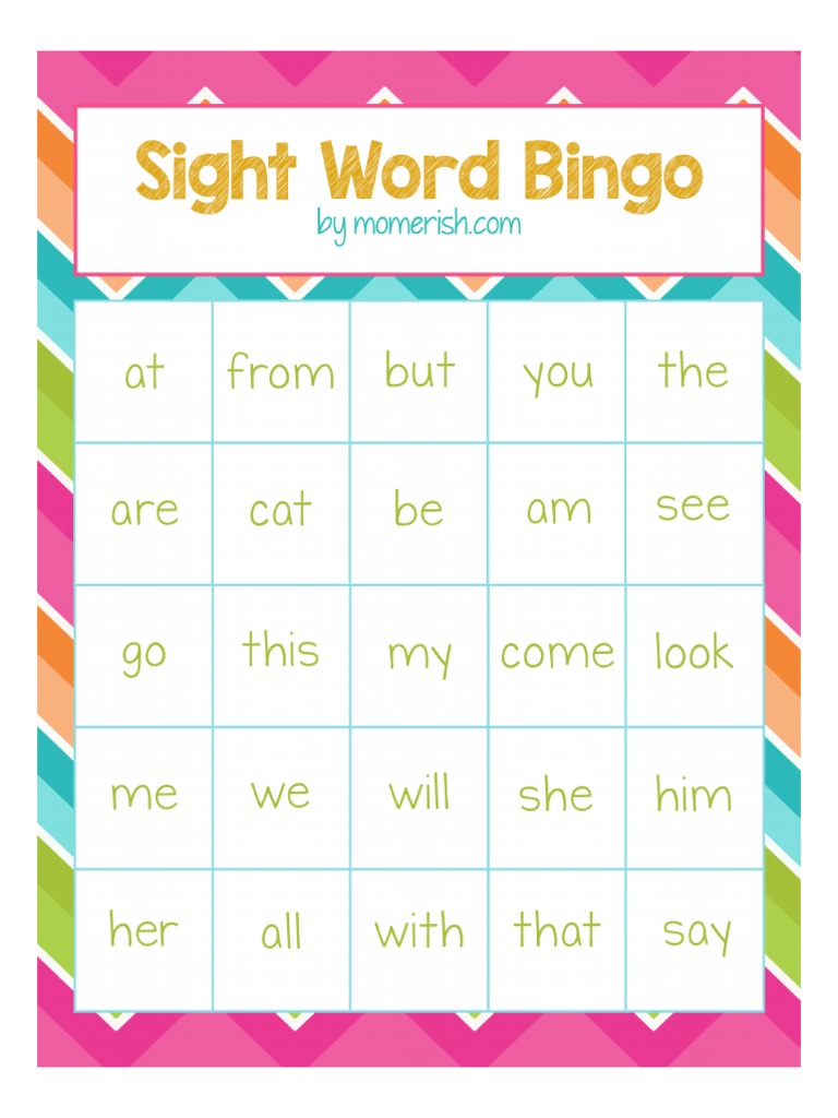 Sight Word Bingo Cards PDF | PDF
