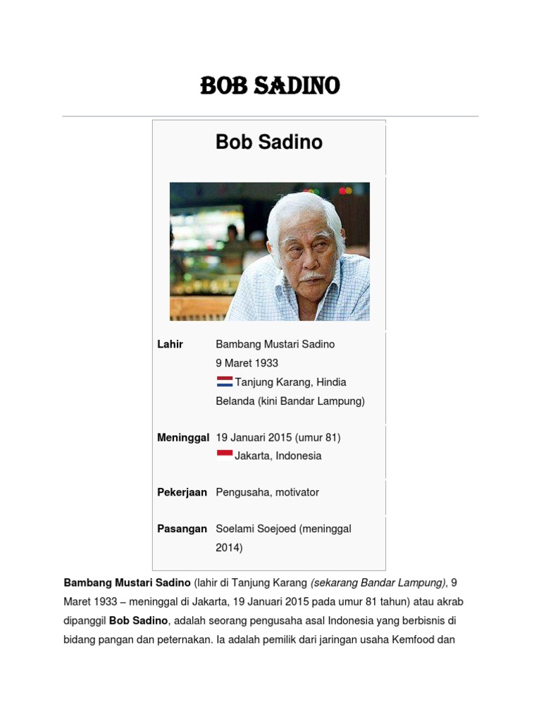 Biografi Bob Sadino: Pengusaha Pangan Indonesia | PDF