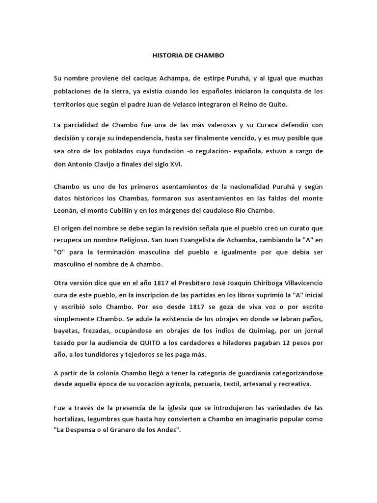 Historia de Chambo | PDF | Ladrillo | Arcilla