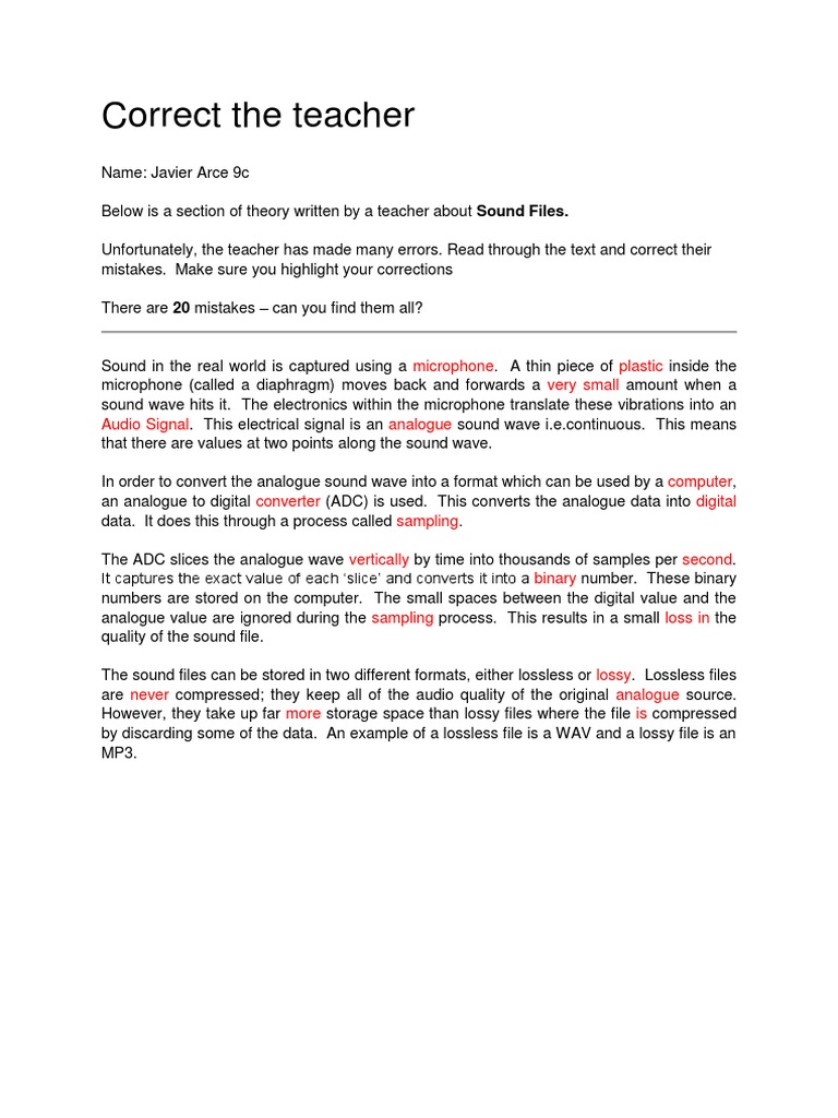 Correct The Teacher | PDF