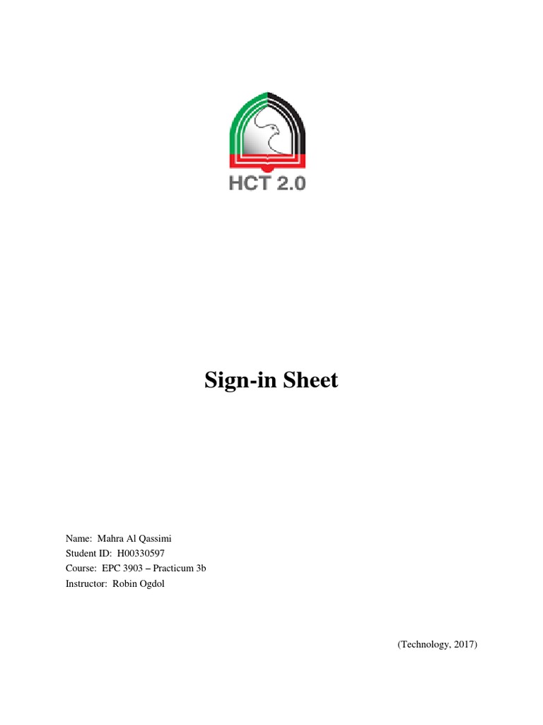 Sign in Sheet | PDF