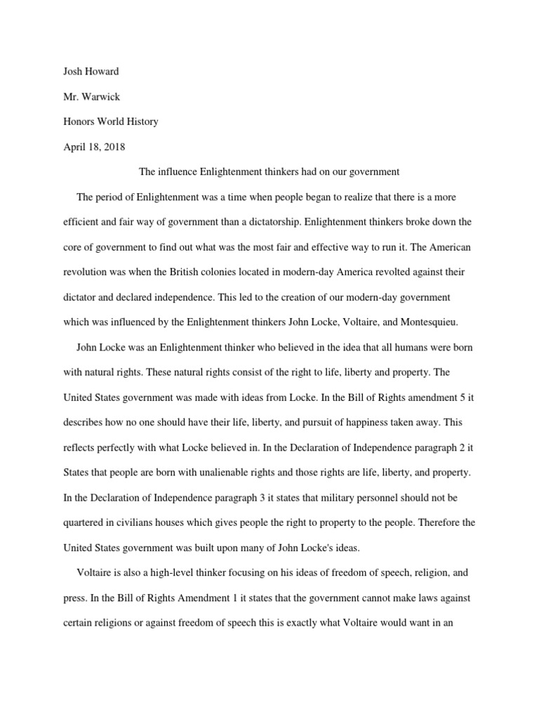 Enlightenment and American Revolution Essay | PDF | Natural And Legal ...