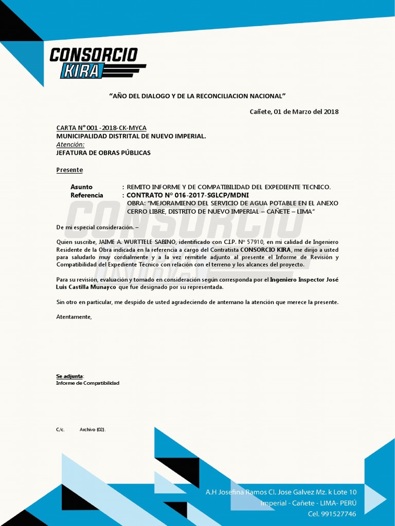 CARTA #01-2018 Informe de Compatibilidad | PDF