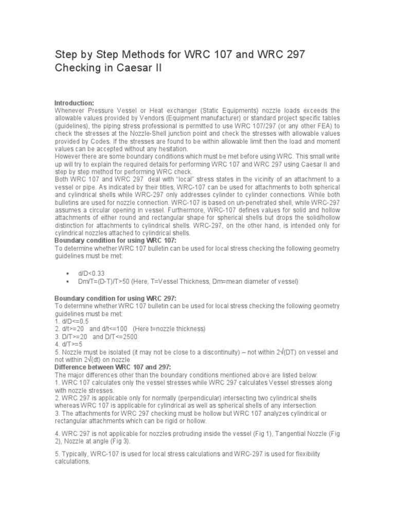 Step by Step Methods For WRC 107 and WRC 297 Checking in Caesar II ...