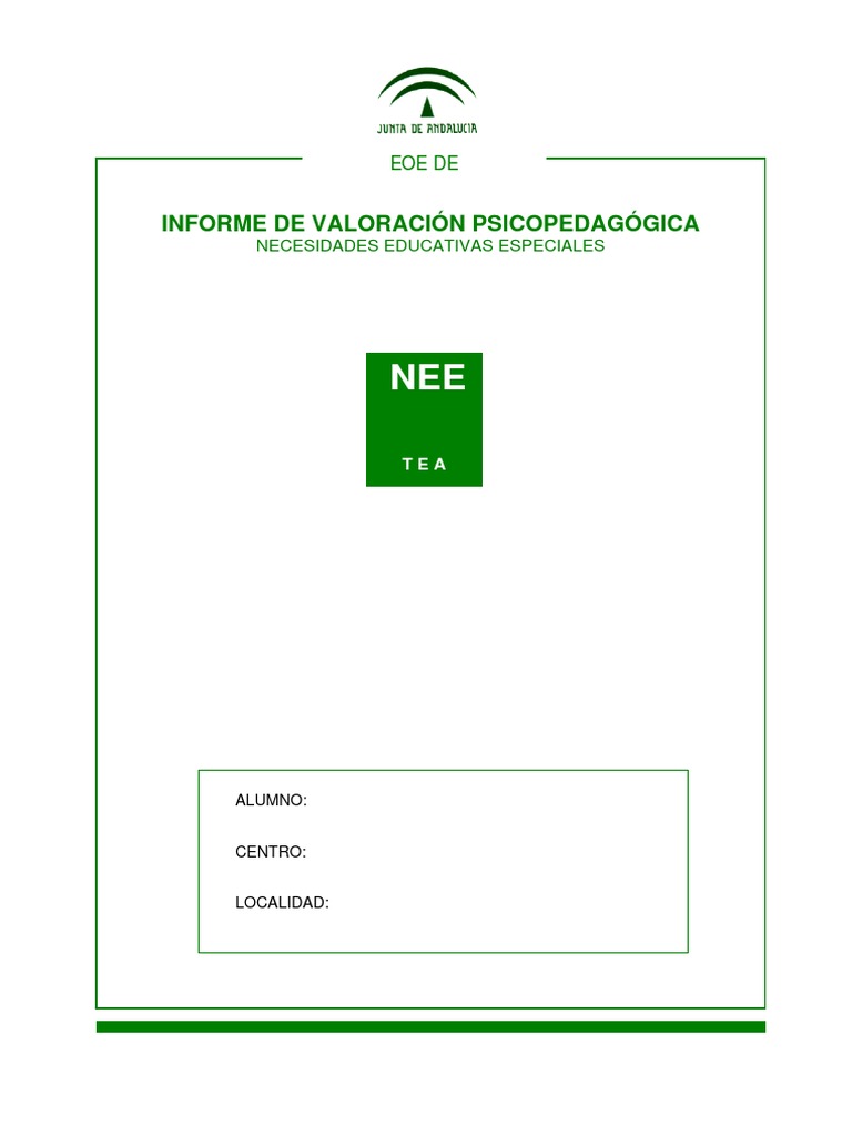Informe TEA evaluación psicopedagógica | PDF | Autismo | Aprendizaje