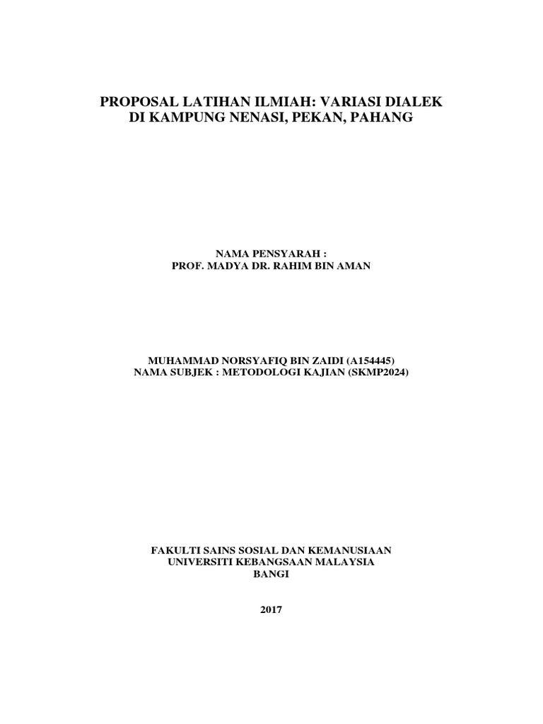Proposal Latihan Ilmiah | PDF