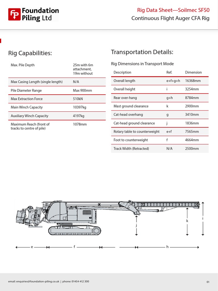 Soilmec SF50 | PDF | Deep Foundation | Drilling Rig