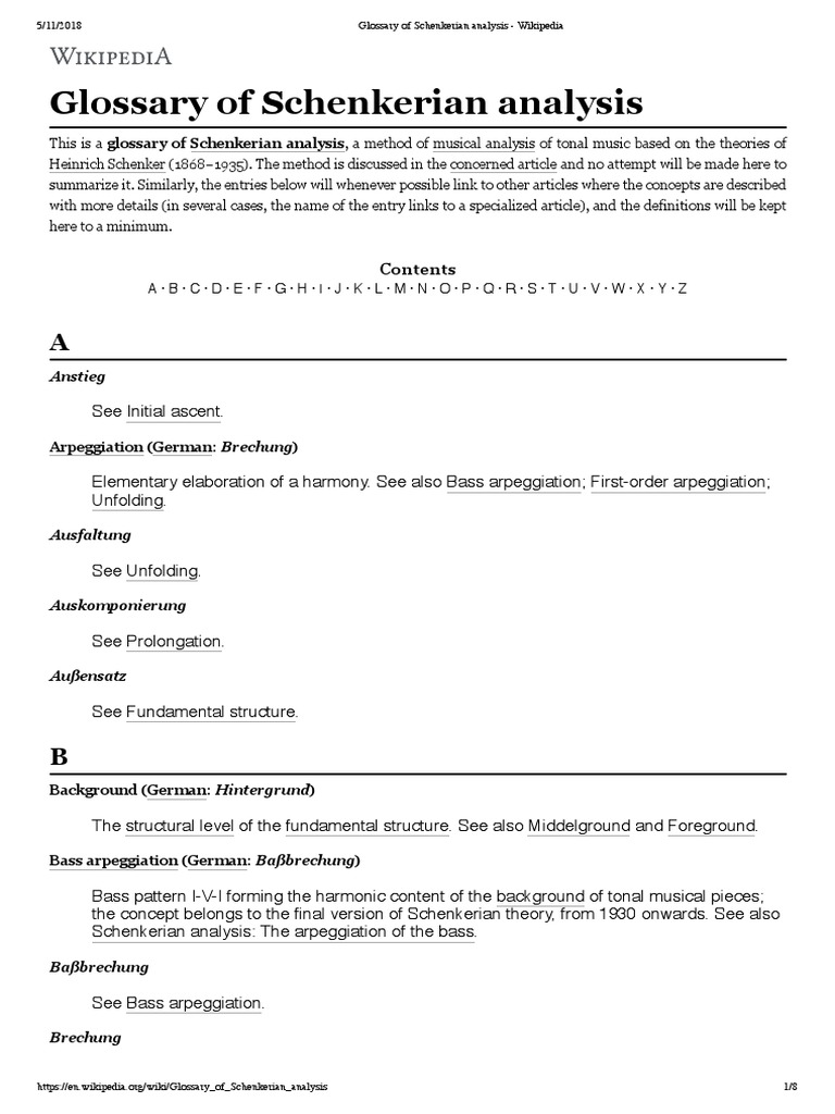 Glossary of Schenkerian Analysis | PDF | Musical Compositions | Harmony