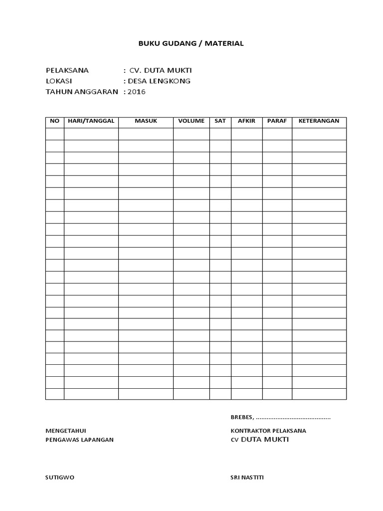 Buku Gudang Direksi Tamu | PDF