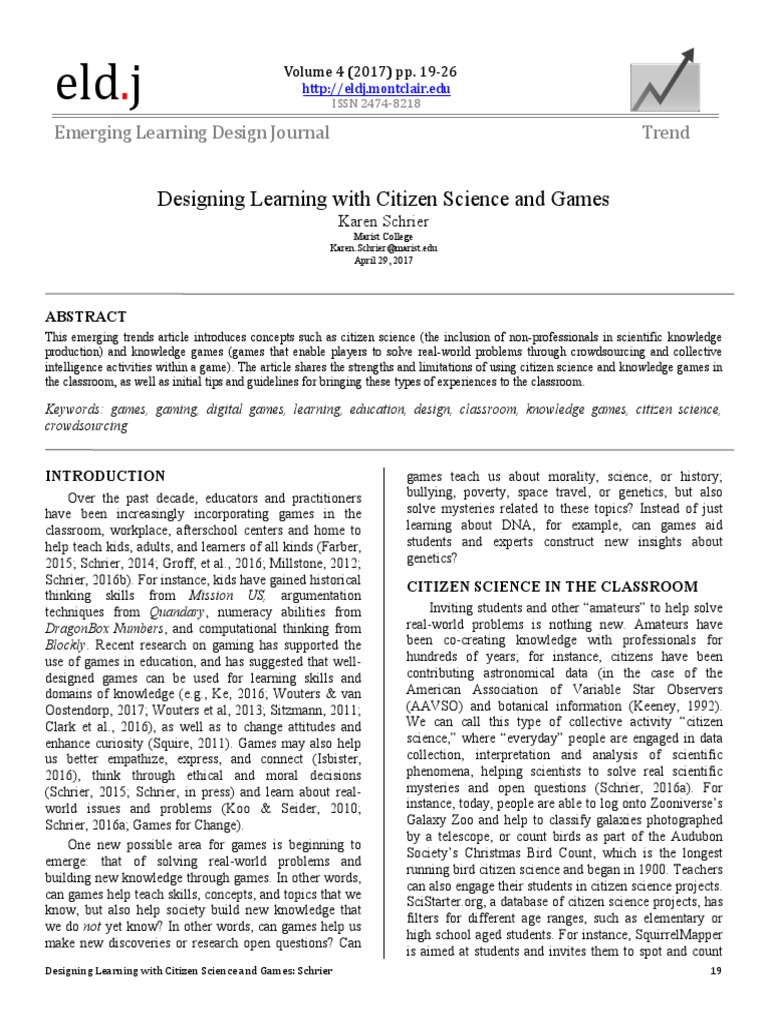 Designing Learning With Citizen Science Games | PDF | Video Games | Science