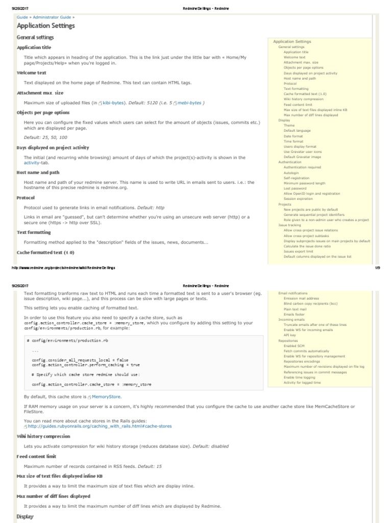 Redmine Application Settings Overview | PDF | Hypertext Transfer Protocol | Password