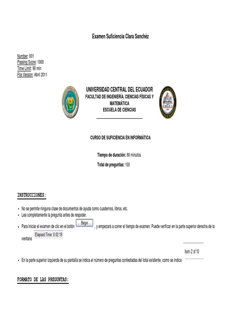 Modelos de Pruebas de Suficiencia en Informatica UCE | PDF | Microsoft PowerPoint | Microsoft Excel