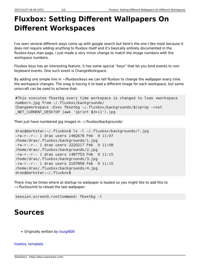 Fluxbox Setting Different Wallpapers On Different Workspaces | PDF