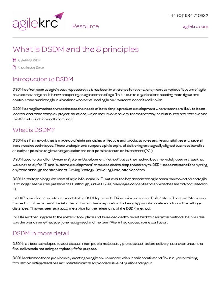 AgileKRC - What Is DSDM and The 8 Principles | PDF | Agile Software ...